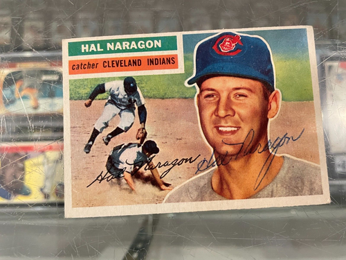 1956 TOPPS #311 HAL NARAGON CLEVELAND INDIANS SIGNED BASEBALL CARD EX ...