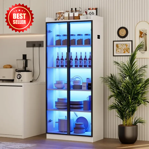 Tool.Display Cabinet with Doors and Adjustable Shelves, 65" Tall ...