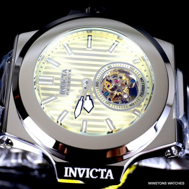 Invicta Reserve Akula Prestige Tourbillon 58mm Champagne Silver Steel ...