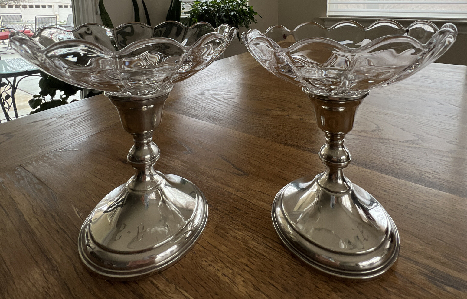 Mid Century Preisner Sterling Base Crystal Bowl Compotes | eBay