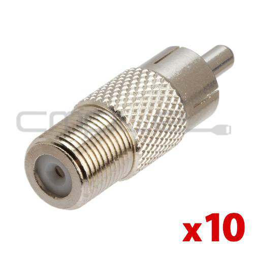 10 x F Type to RCA Adapter Female to Male Adapter Coax Cable Connector ...