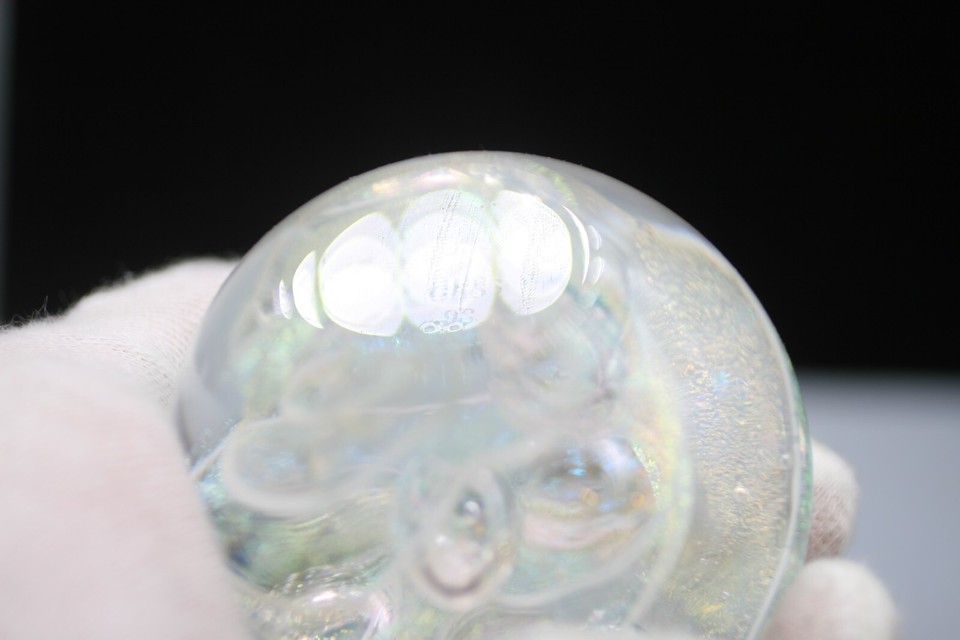 Vintage Glass Eye Studio Paperweight Signed GES 98 Iridescent w/Bubbles ...