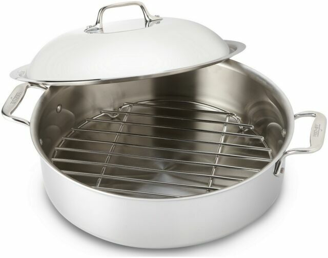 New. All-Clad Stainless Steel 6 Qt French Braiser with Rack and Lid for ...