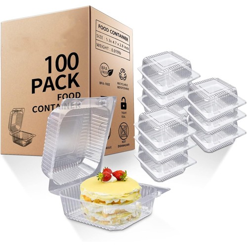 100 PCS Clear Plastic Take Out Containers Clamshell Take Out Tray for ...