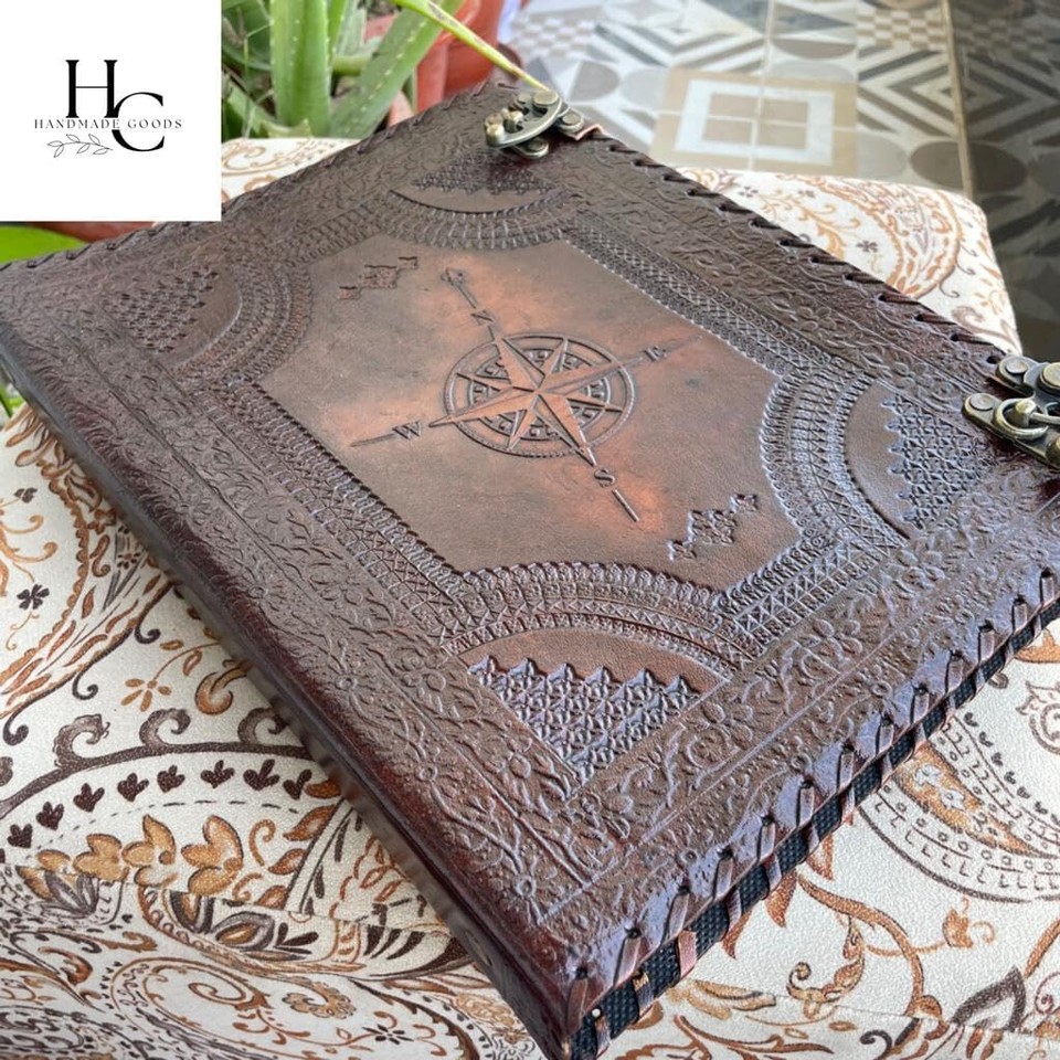 Leather 3 Ring Binder Grimoire leather binder Cover Notebook over size ...