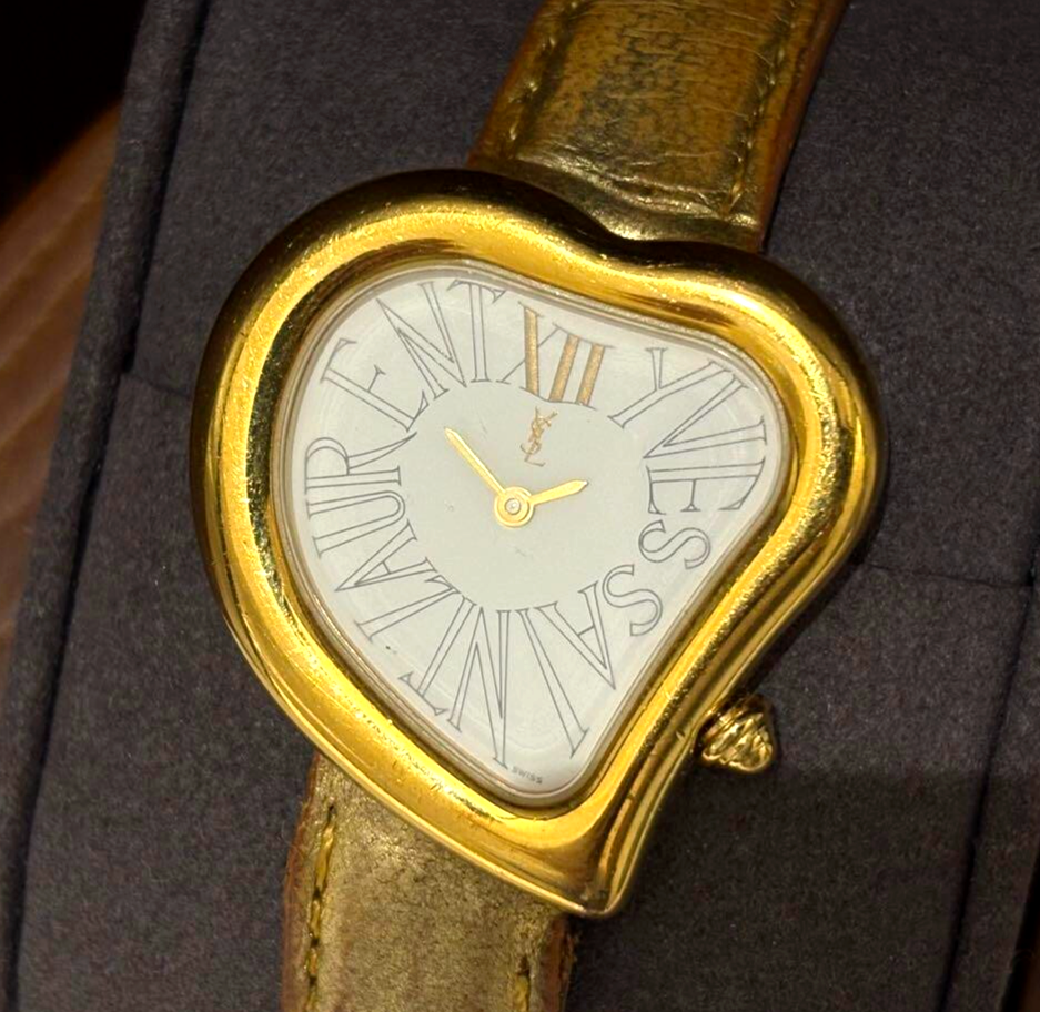 Yves Saint Laurent Watch wristwatch Heart Gold White Dial Quartz ...