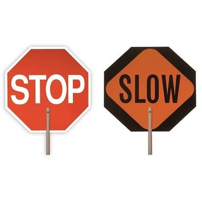 18" Handheld Stop Slow Paddle Signage Octagon Pedestrian Traffic Safety ...