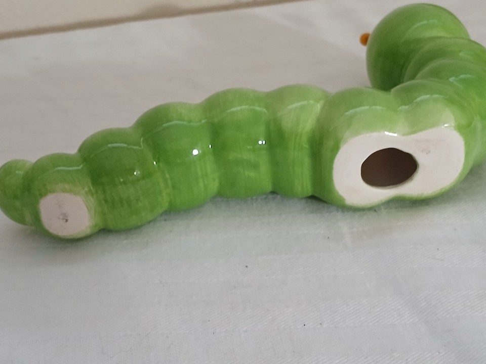 Vintage Mini Ceramic Inchworm Figurine Whimsical Decor, 2x3x.75 Inches ...