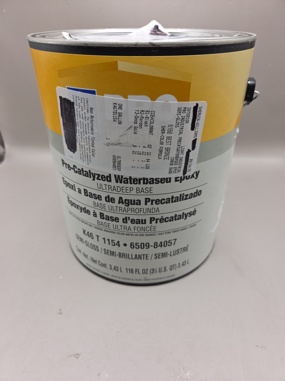 1 Gallon Sherwin Williams Pro Industrial Pre-Catalyzed Waterbased Epoxy ...