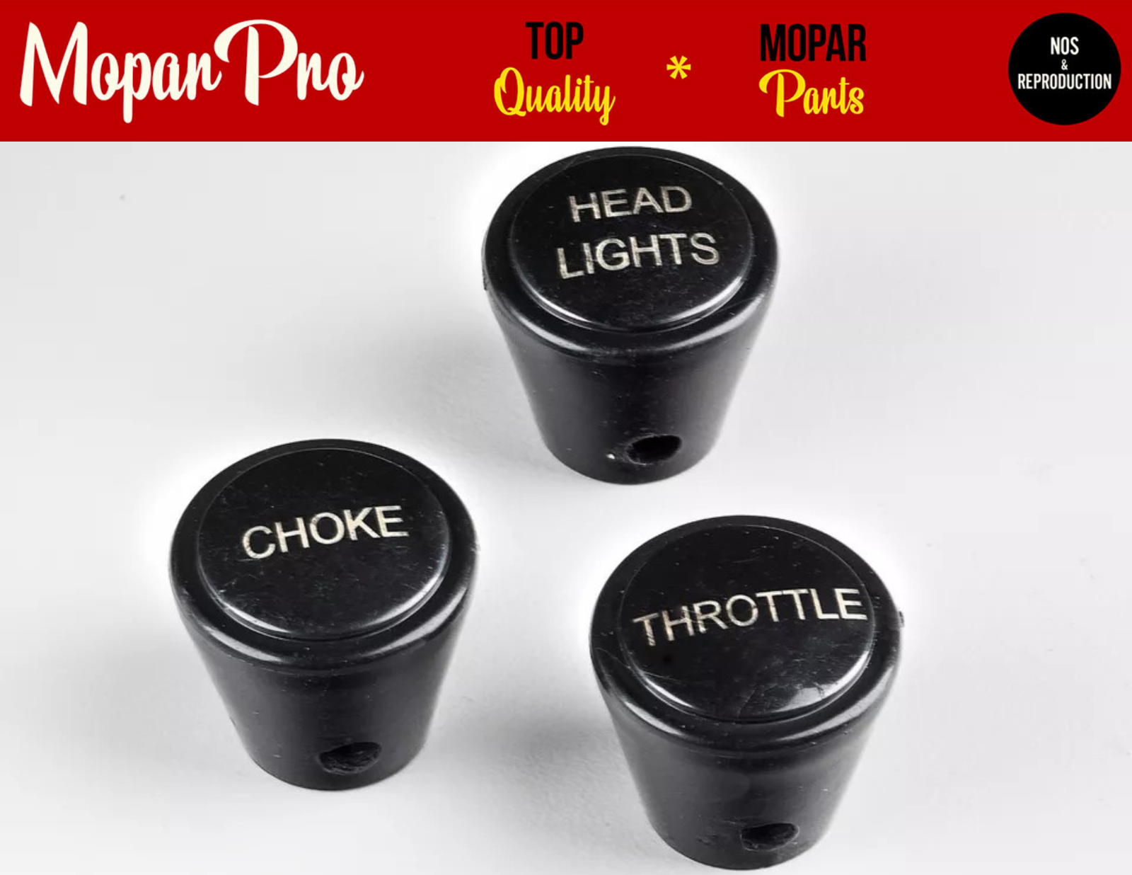 UNIVERSAL ANTIQUE AUTO DASHBOARD KNOBS CHOKE THROTTLE HEADLIGHTS BLACK ...