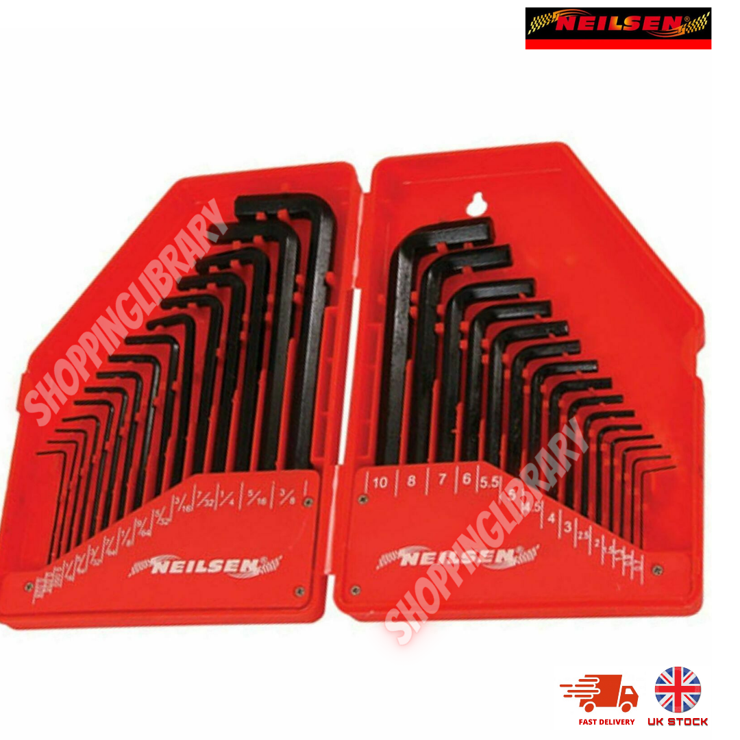 30 Piece Neilsen Metric & Imperial Hex Allen Key Long Set Kit Alen key ...