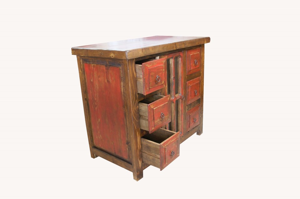 Burbank Custom Rustic Bathroom Vanity Red Wash 40" | eBay
