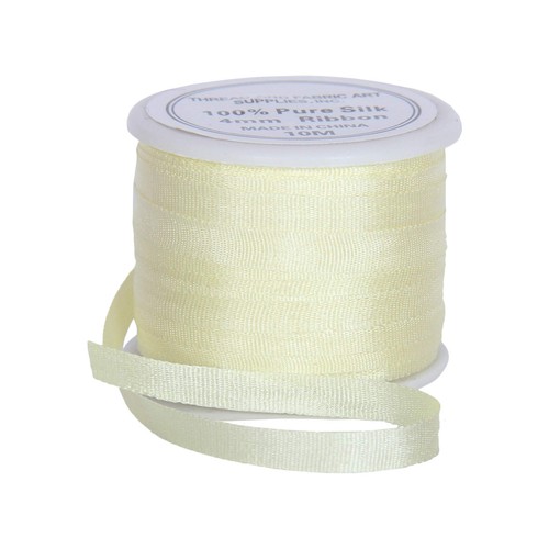 Threadart 100% Pure Silk Ribbon - 4mm Lemon Yellow - No. 655 - 10M (11 ...