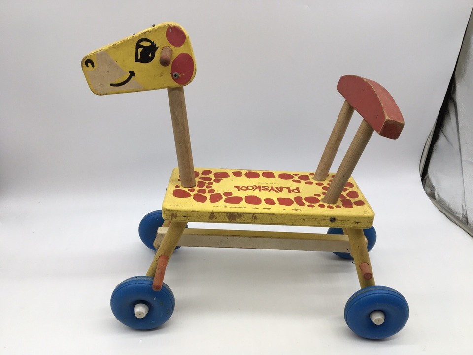 Vtg 1960s Playskool Wooden Giraffe Riding Toy Great For Doll Or Bear ...