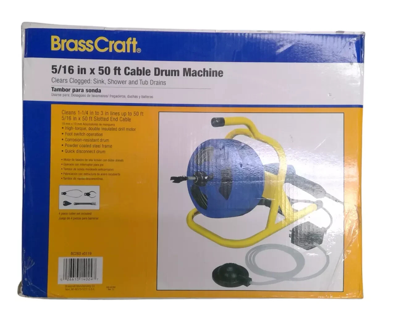 BrassCraft BC260 5/16 in. x 50 ft. Cable Drum Machine -READ ...