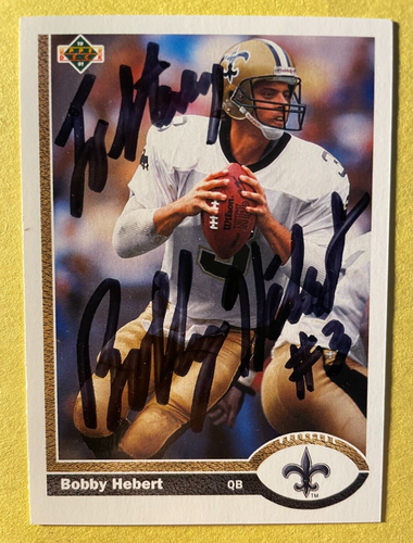 SIGNED BOBBY HEBERT 1991 UPPER DECK FOOTBALL CARD AUTOGRAPHED - SAINTS ...