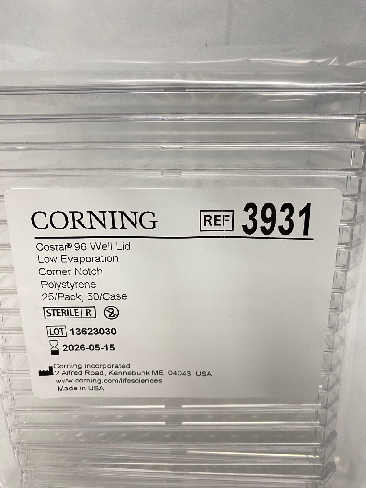 50 X Corning 3931 PST 96 Well Microplate Low Evaporation Lid W Corner ...