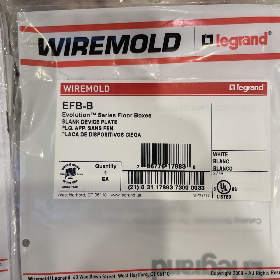 WIREMOLD EFB-B 69MM FLOOR BOX DEVICE PLATE (QTY 2) | eBay