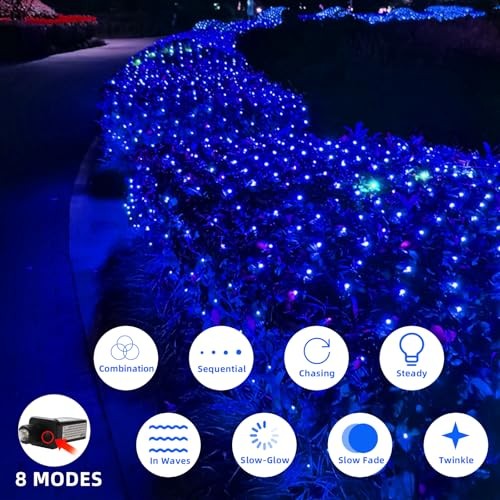 Net Mesh String Lights Waterproof, 200 Light Bubbles, 8 Lighting Modes ...