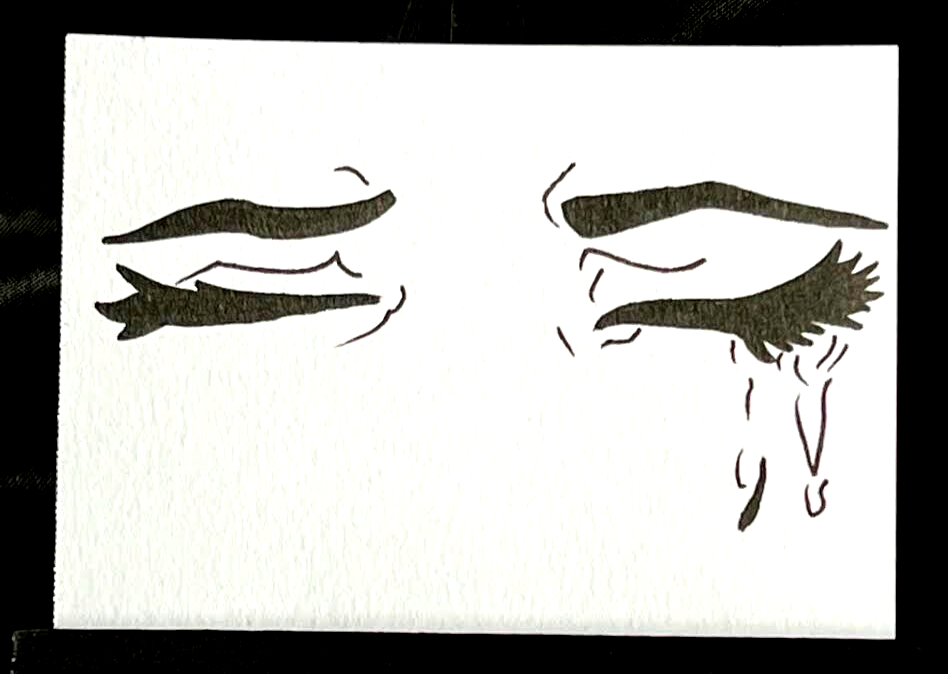 Original ACEO Grieving Ink Line Art Medium Marker on Paper Signed by ...