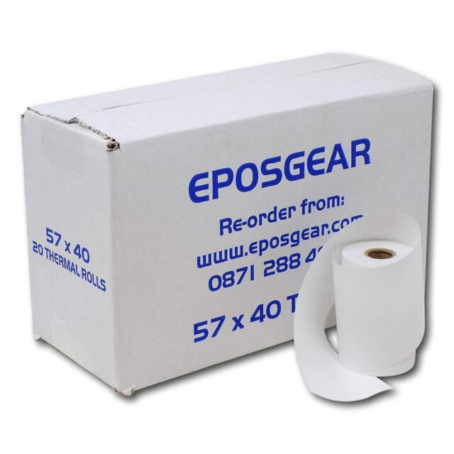 Eposgear 20 Rolls of 57 X 40mm Thermal PDQ Receipt Paper for Credit ...