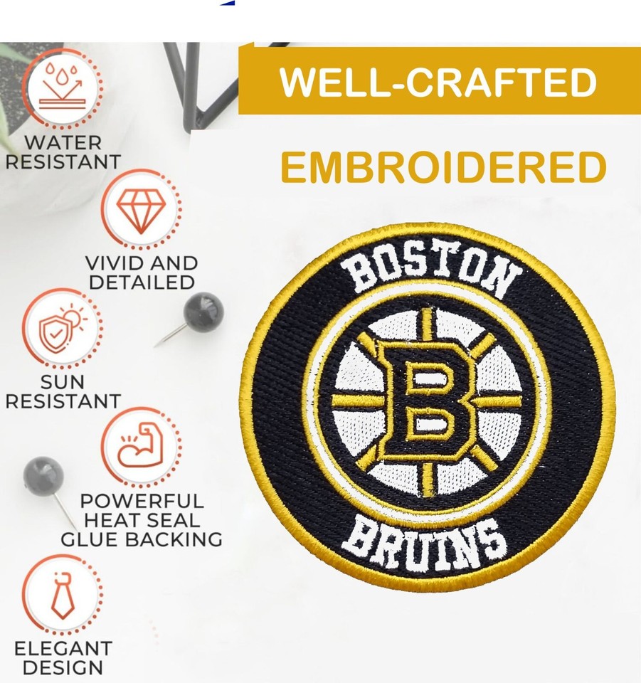 NHL Boston Bruins Club Logo - Iron On Patch - Sew Patch - Embroidered ...
