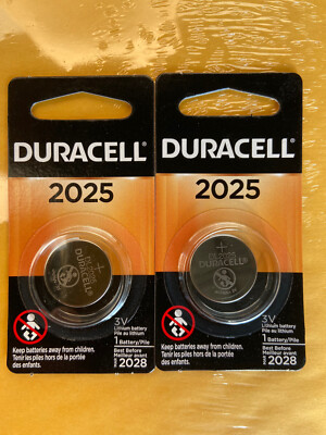 2 pcs. Duracell 2025 3V Lithium Coin Battery Expires 2028 DL2025 CR2025 ...