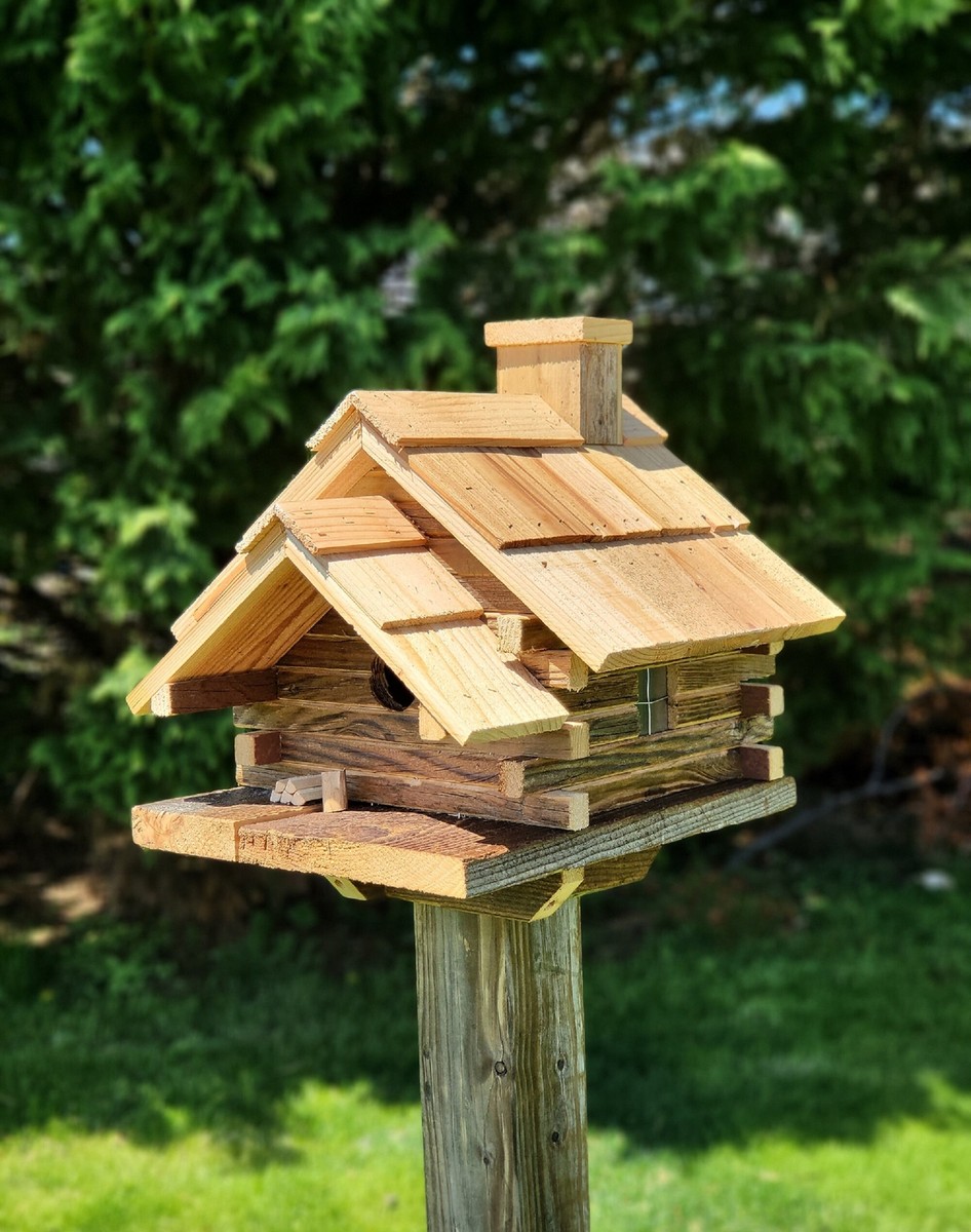 Wood Cabin Bird House Wine Cork And Wooden Hanging Bird House For The