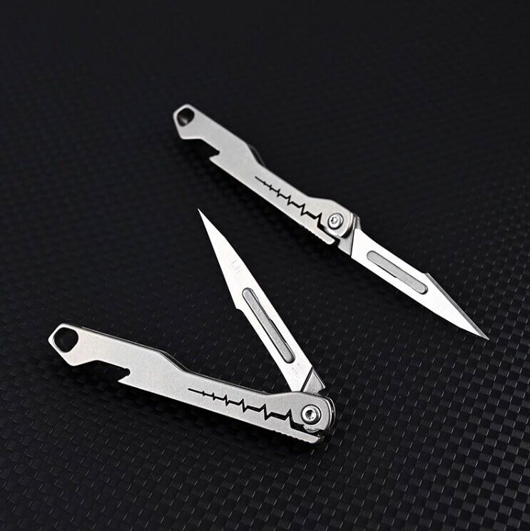 Mini Titanium Pocket Utility Folding Knife Scalpel Blades Opener ...