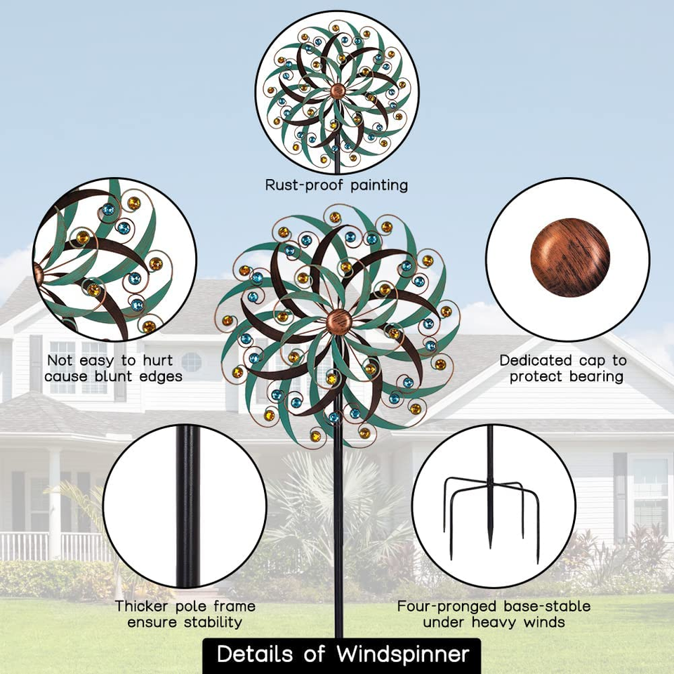 Large Metal Wind Spinners for Outdoor, Metal Yard Art Wind Sculptures ...