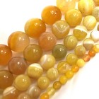 Natural Gold Yellow Stripe Agate Round Bead 15" Jewelry Making Gemstone ...