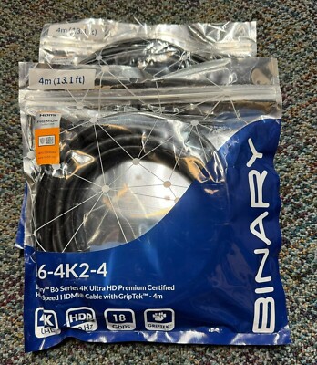 1 Package of Binary B6 Series 4K Ultra HD Premium High Speed HDMI Cable ...