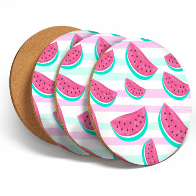 4 set - Water Melon Pink Fruit - Coasters Kitchen Drinks Coaster Gift ...