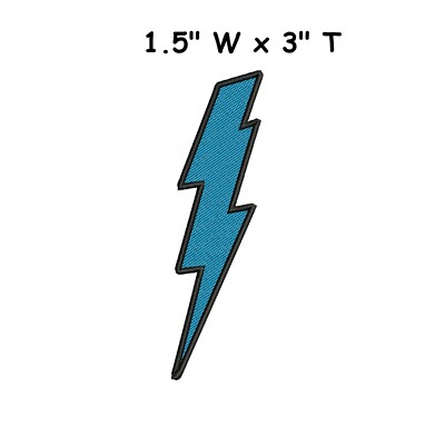 BLUE LIGHTNING BOLT PATCH, ELECTRIC ZAP APPLIQUE, FLASH BOLT STRIKE ...