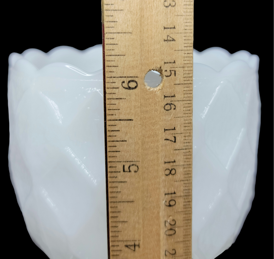 Harlequin Vintage Milk Glass Goblet with Quilted Diamond Pattern Vase ...