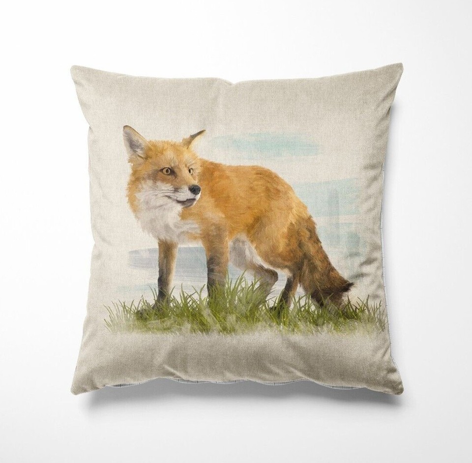 Animal Country Creature Linen Look Cotton Rich Fabric Cushion Panels ...