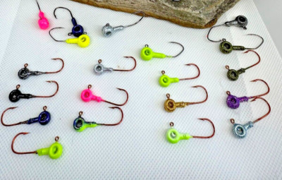Crappie jig heads 1/16oz nibbles, slab bite, Powerbait Scent holder jig ...
