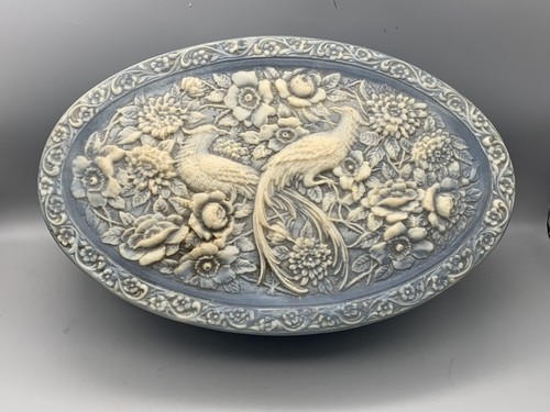 GENUINE INCOLAY STONE JEWELRY BOX Blue With White Pheasants | eBay