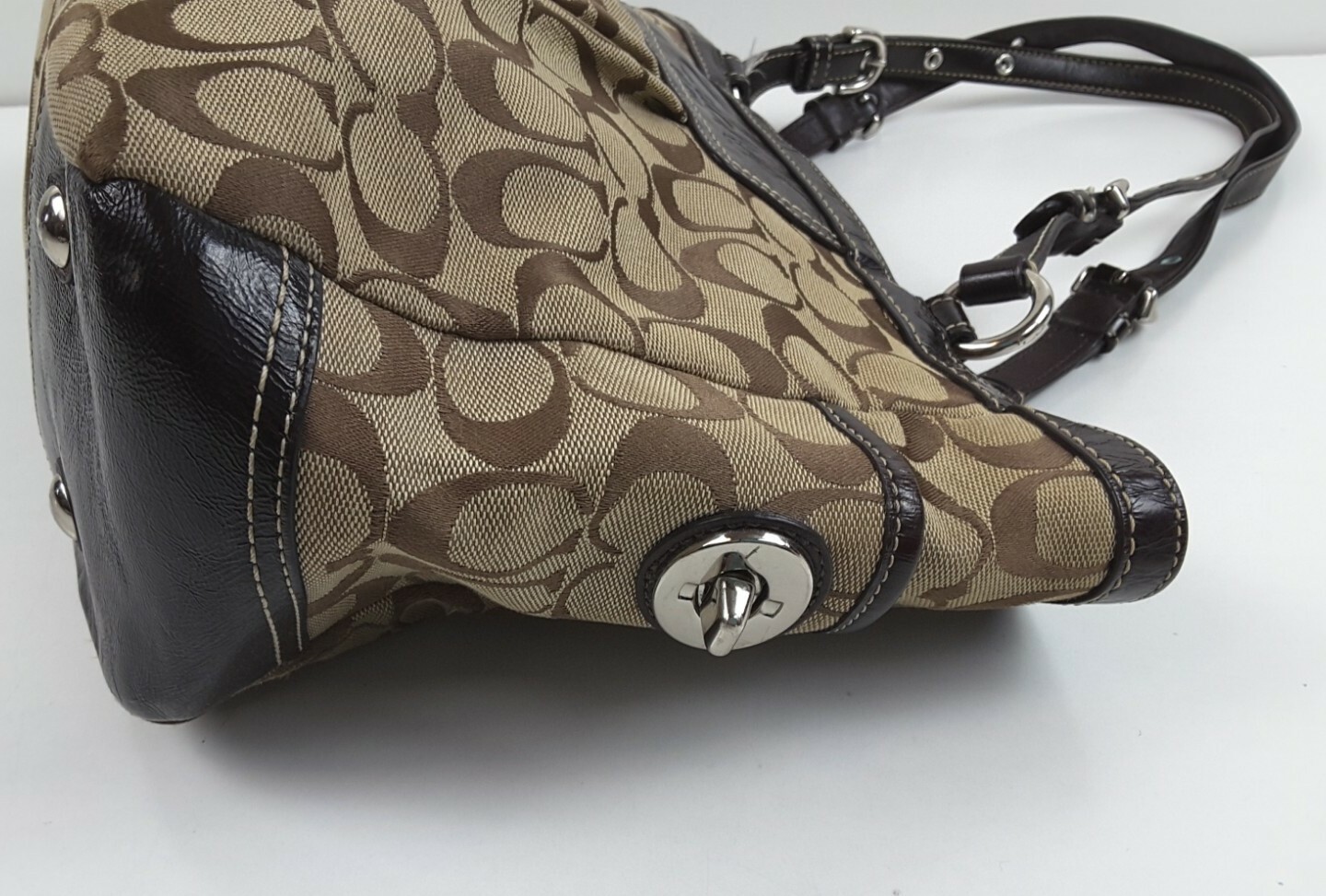 Coach Signature F14281 Pleated East West Gallery Brow… - Gem