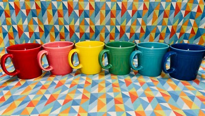 NEW bright set of 6 FIESTA TAPERED MUGS 15 oz FIESTAWARE Free Shipping ...