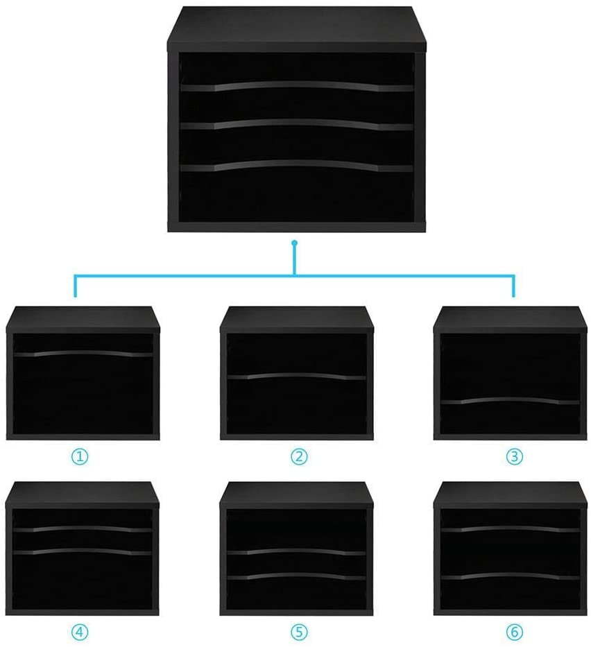 Black Wood Desk Organizer with 4 storage Paper File Holder for Home and ...