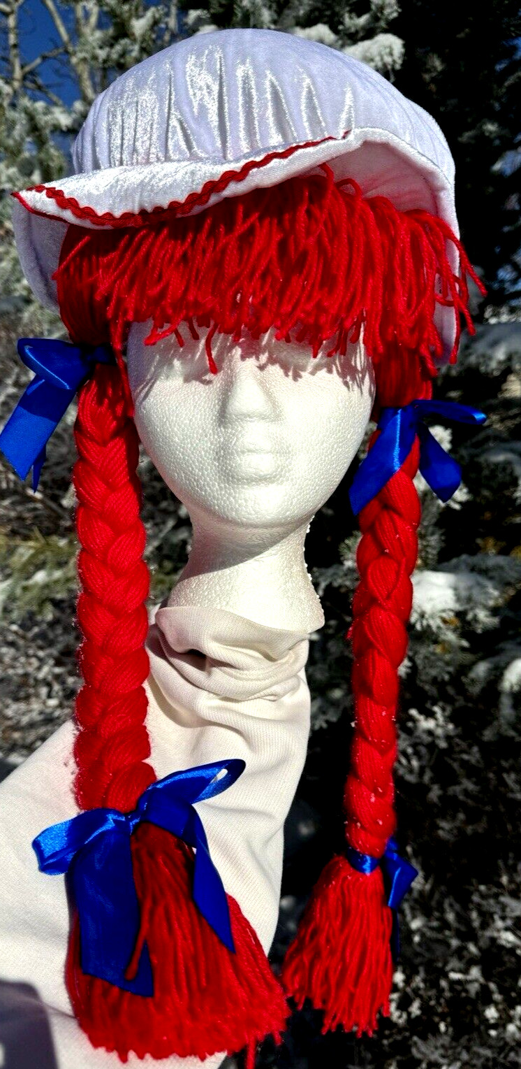 Raggedy Ann Bonnet Hat Red Braids Plush Doll Kids wom… - Gem