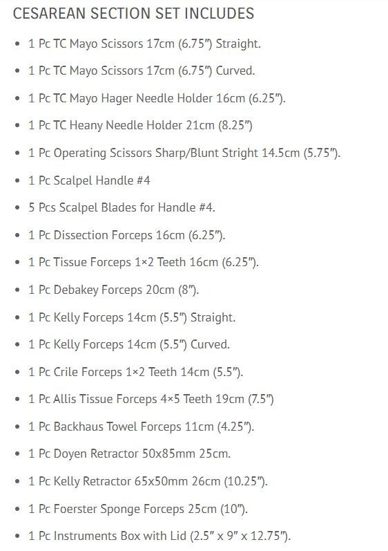 Cesarean Section Set Gynecology C Section Surgery Set with Box 24 ...