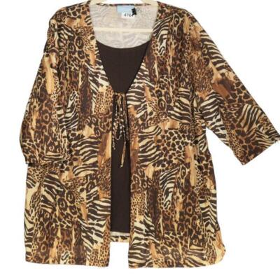 LIZ & ME Plus Size 2X Animal Print Short Sleeve Twinset Look Tunic ...