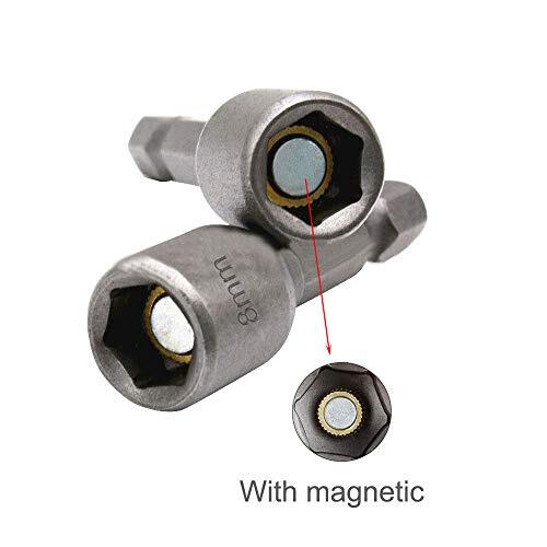 10pcs 1/4'' Hex Shank Power Nut Driver Bit Set 8mm Impact Nut Setter ...