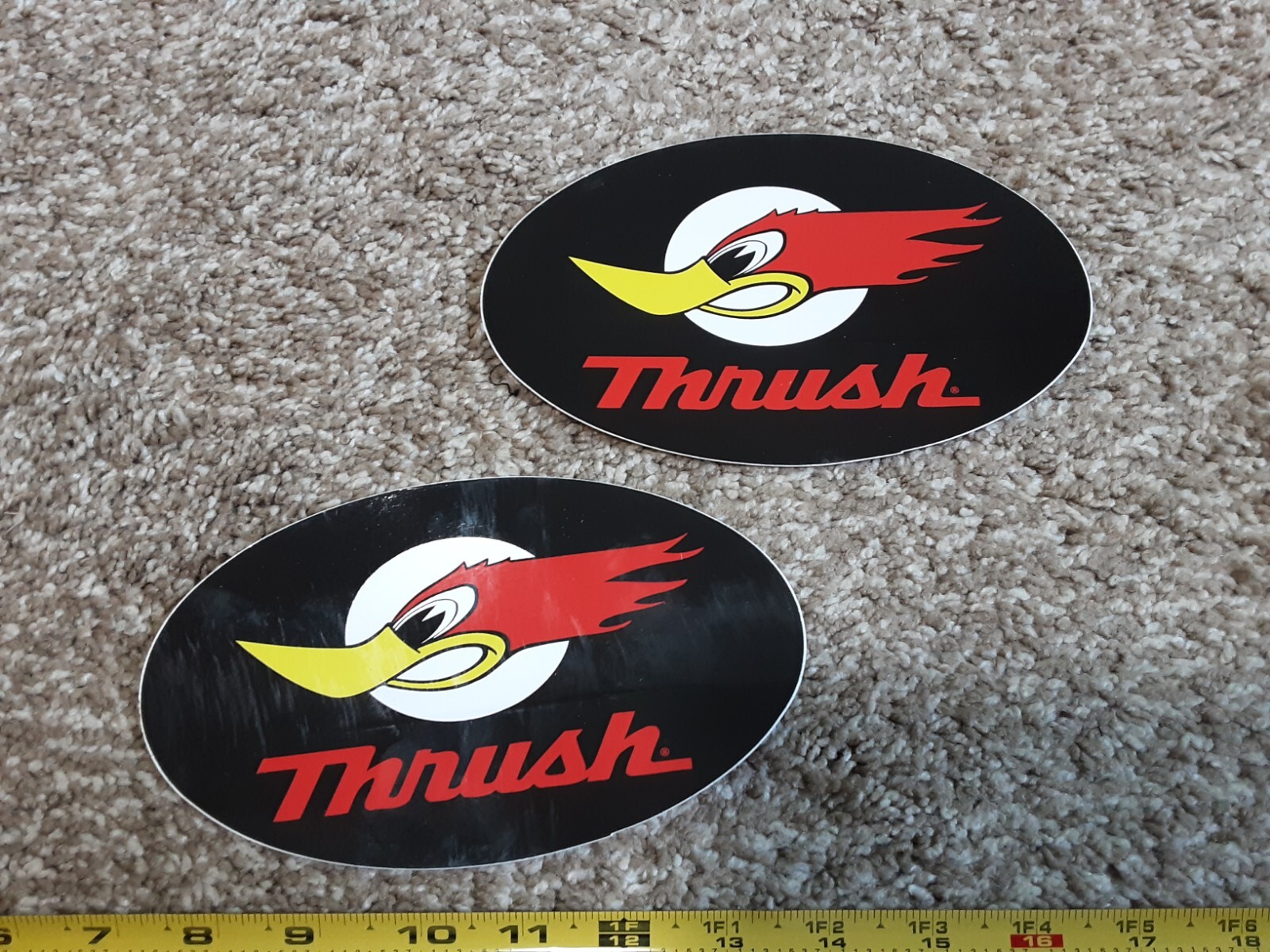 Lot of 2 Classic Thrush Exhaust Black Racing Decals Stickers NHRA ...