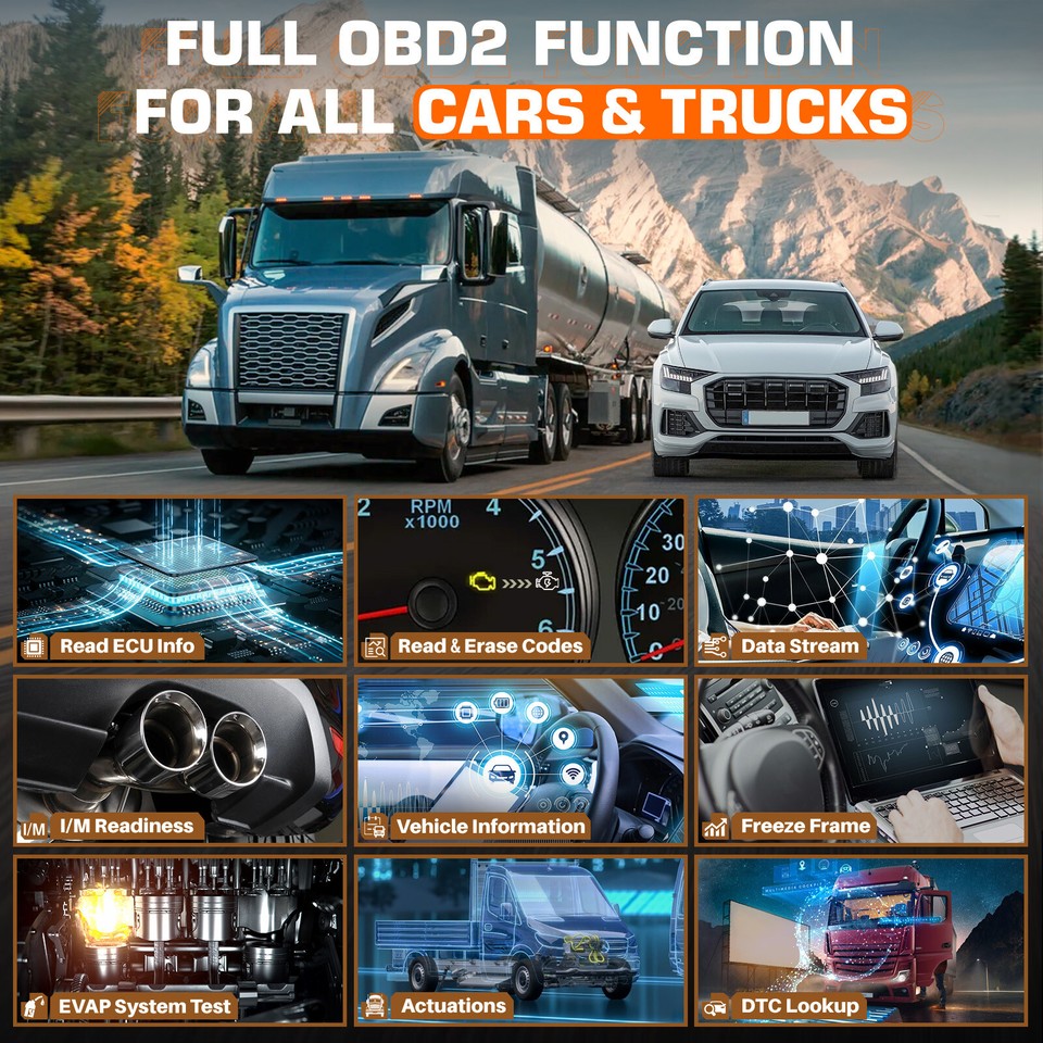 Heavy Duty Truck OBD2 Diagnostic Scanner for JOHN DEERE KENWORTH ...