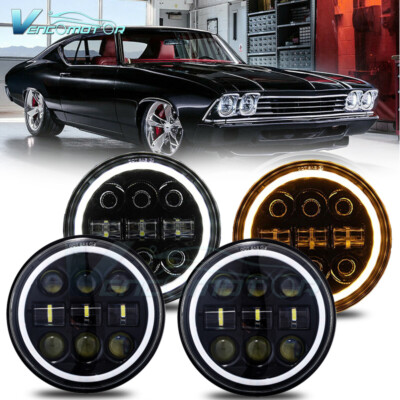 4pcs 5.75" 5-3/4" H5001 H5006 LED Headlights Halo Angel Eye for Ford ...