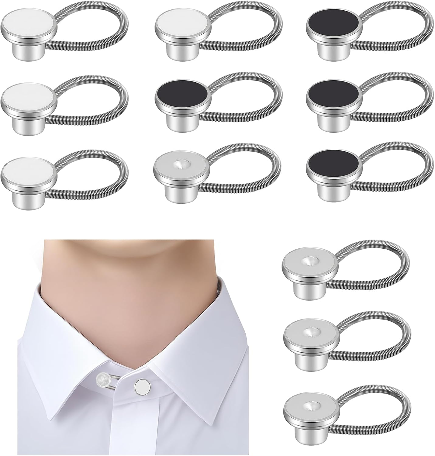 12PCS Shirt Collar Extenders for Men – Metal Button Expanders & Collar ...