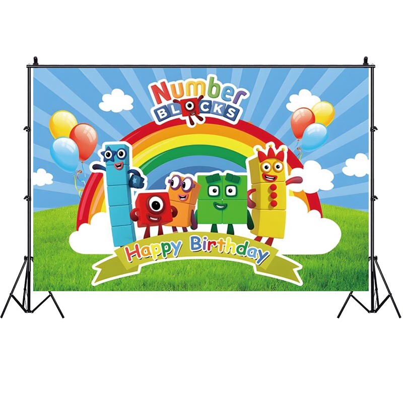 Numberblocks Backdrop Baby Shower Kids Birthday Party Photo Background ...
